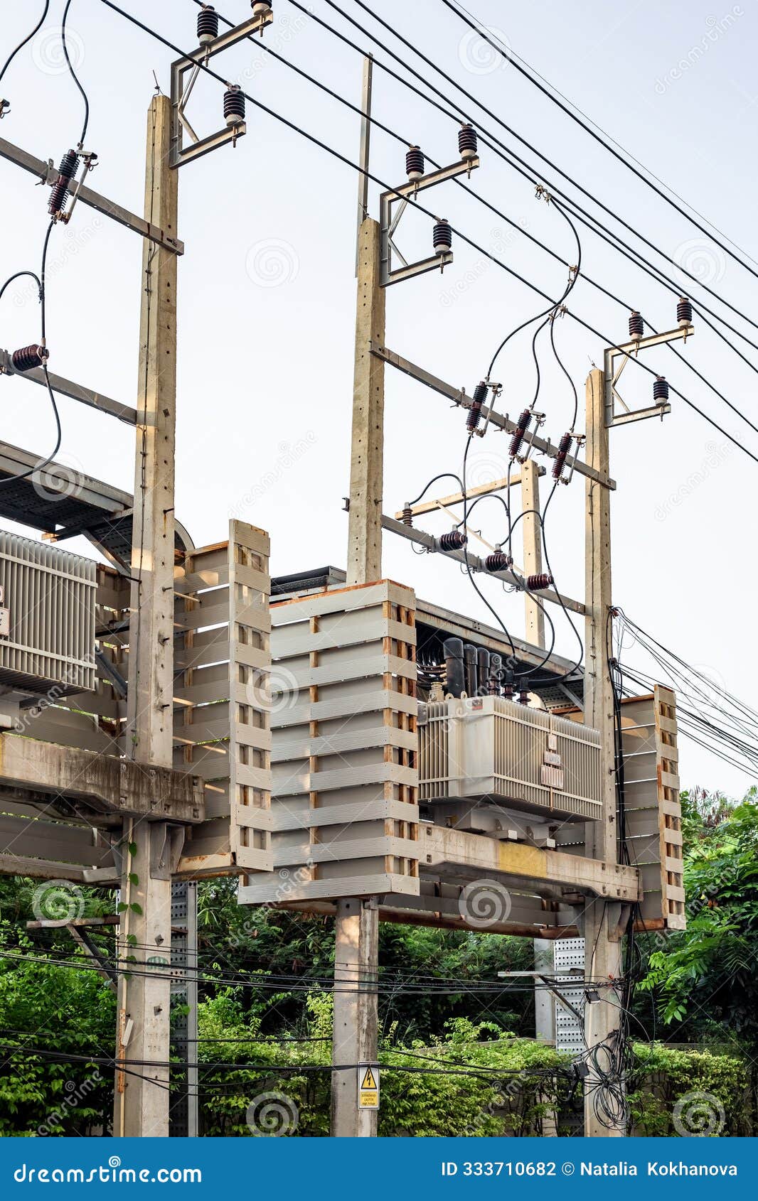 High Voltage Transformers with Wires that Convert Electricity. Power ...