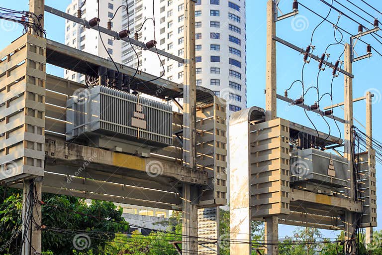 High Voltage Transformers with Wires that Convert Electricity. Power Engineering and ...