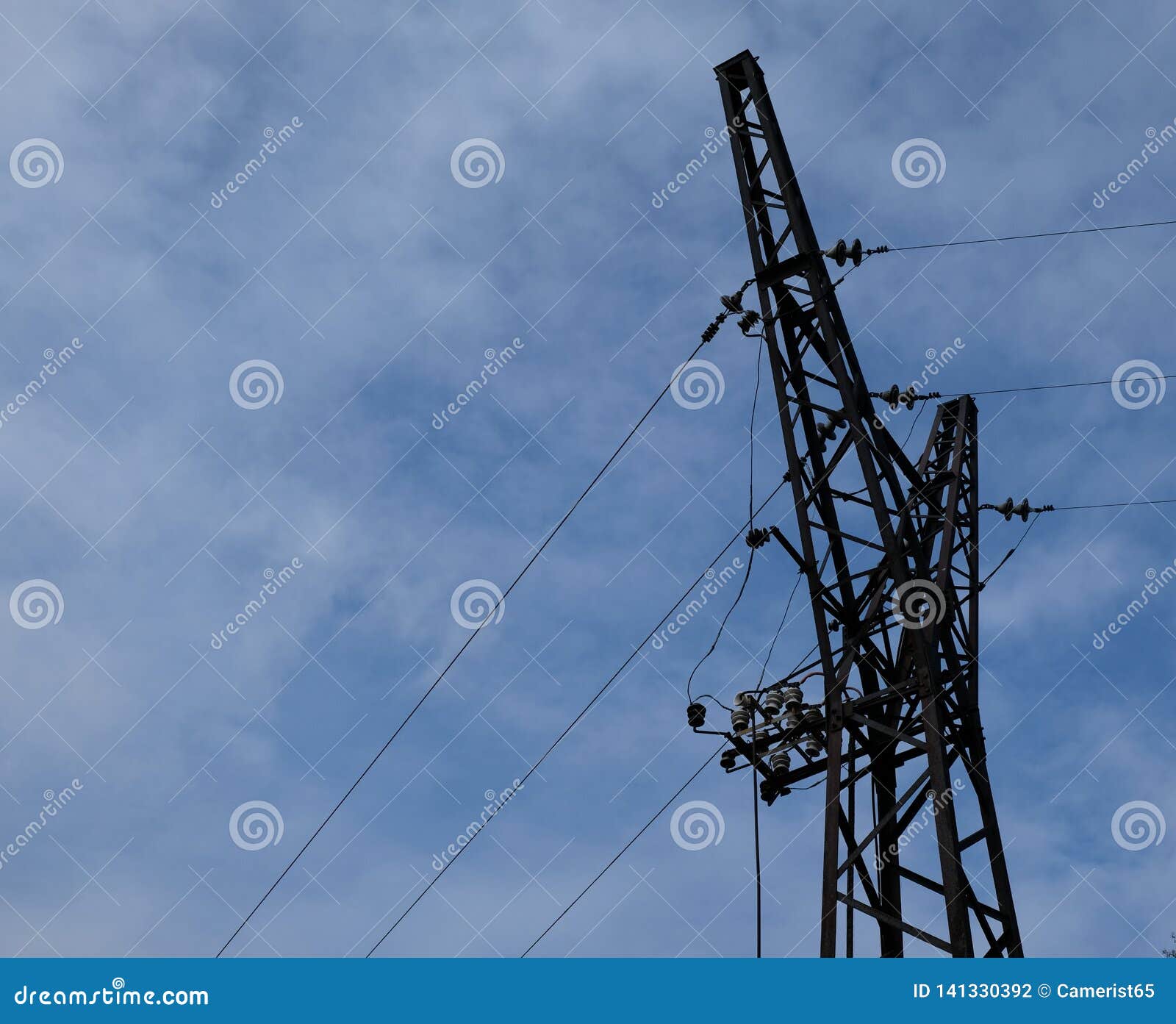 High-voltage Transmission Line in the Forest Stock Photo - Image of ...