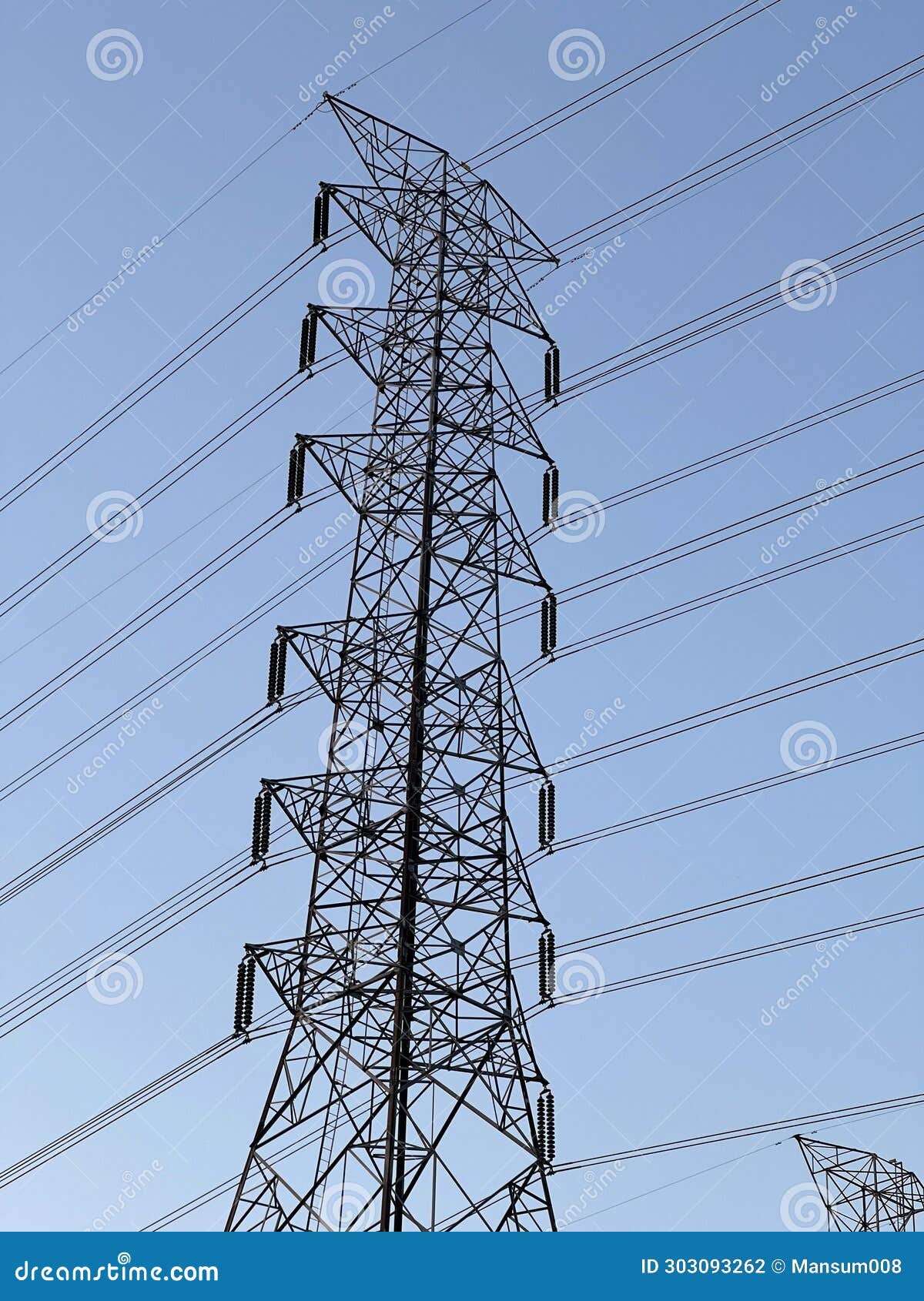 High Voltage Transmission Lines with Sky Stock Photo - Image of ...
