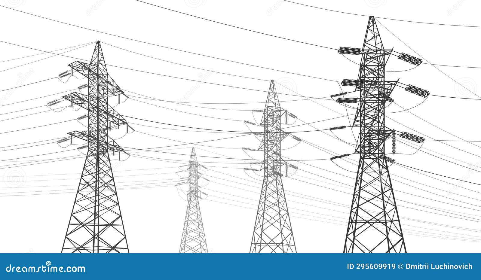 High Voltage Transmission Systems. Electric Pole. Power Lines. a ...
