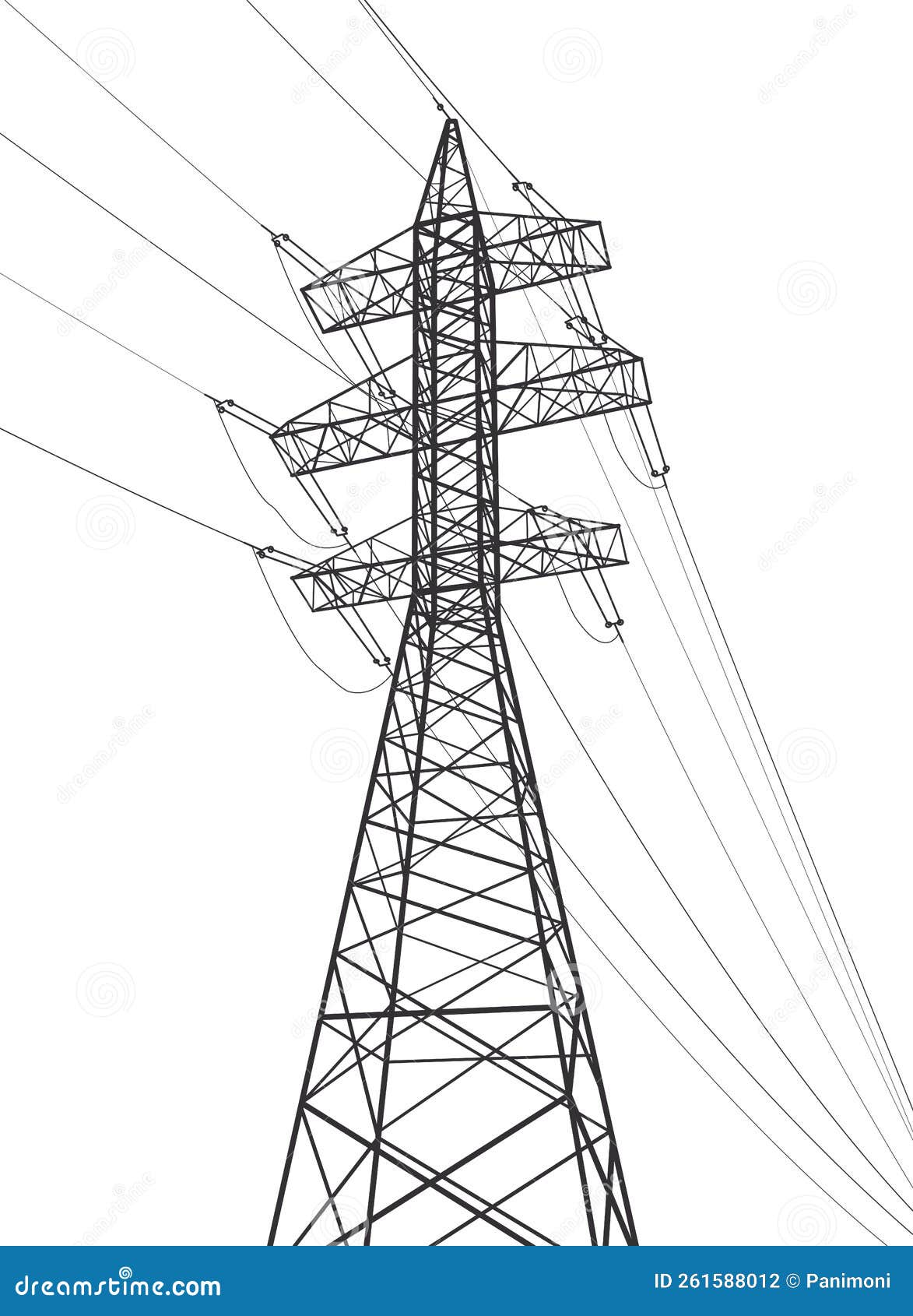 High Voltage Transmission Systems. Electric Pole. Power Lines. a ...