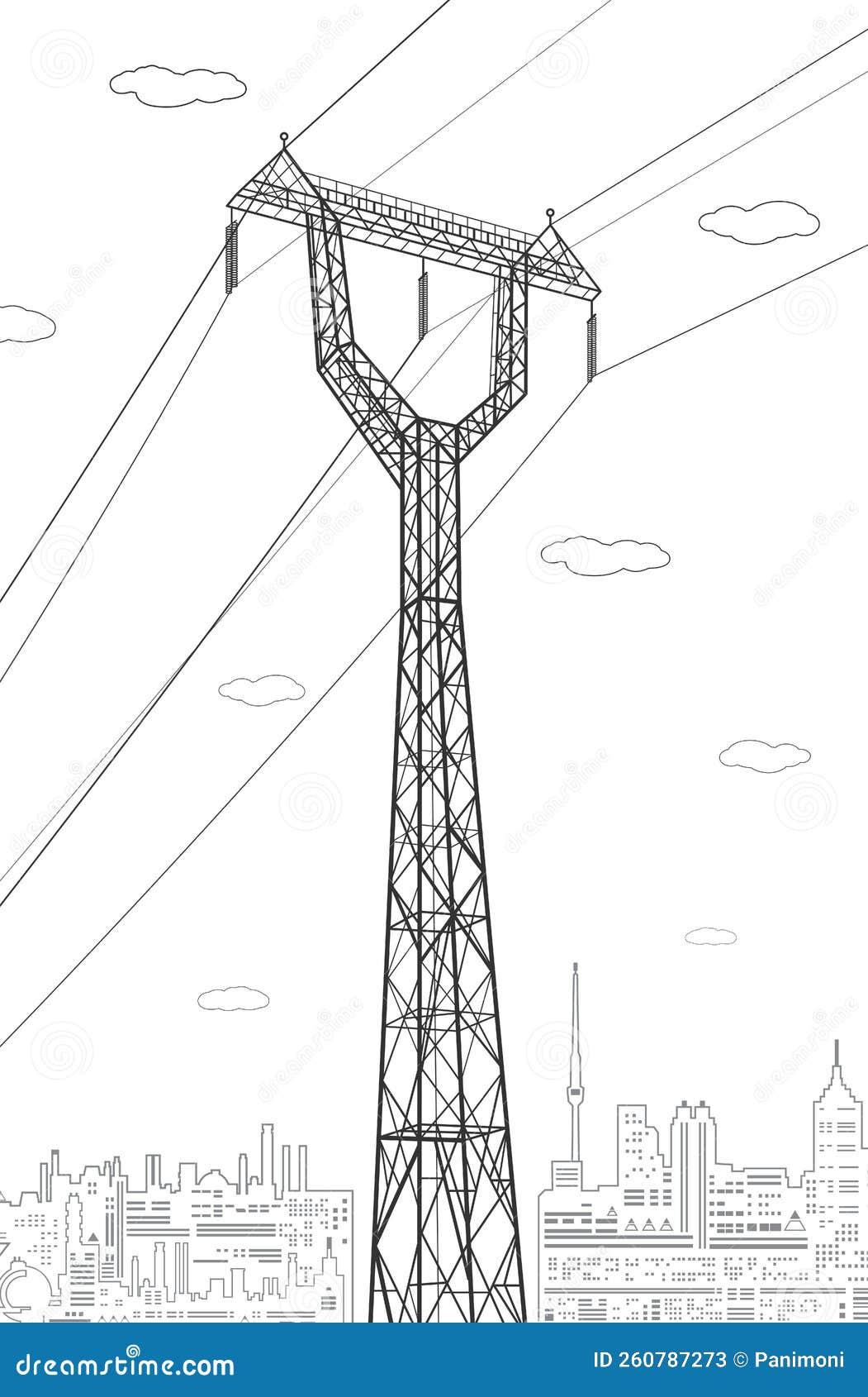 High Voltage Transmission Systems. Electric Pole. Power Lines. a ...