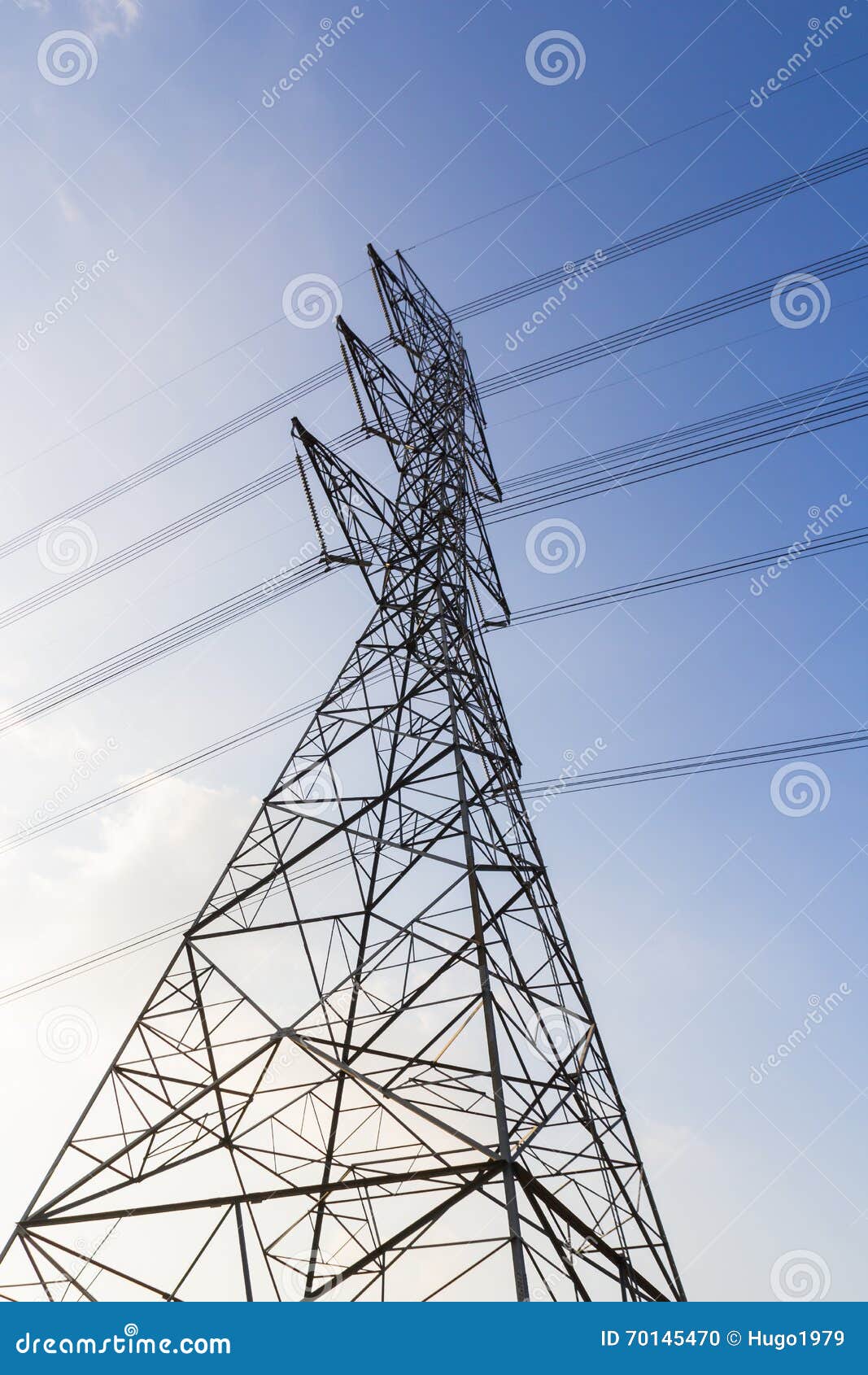High Voltage Trasmission Posts Stock Photo - Image of blue, environment ...