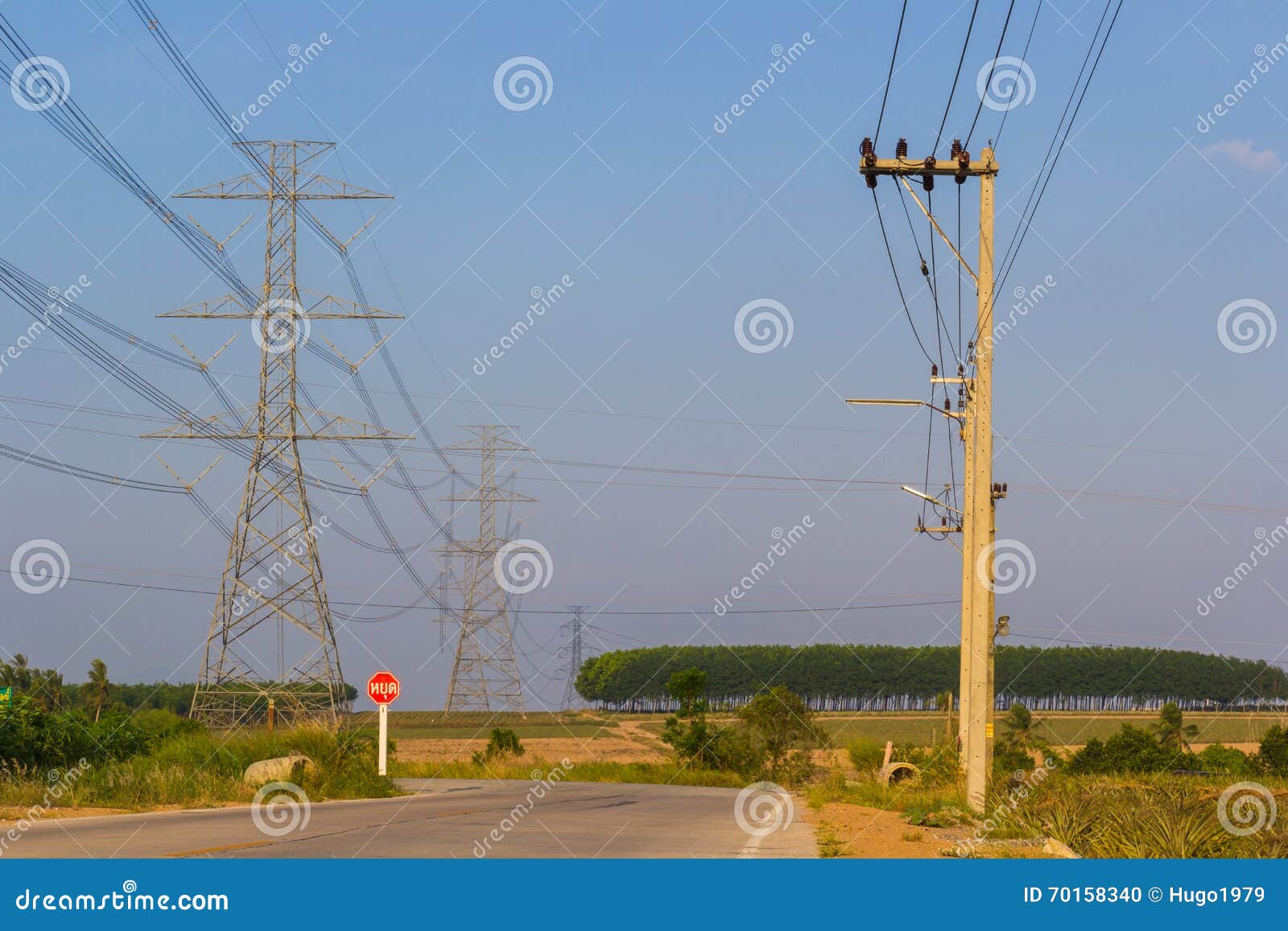 High Voltage Trasmission Posts Stock Photo - Image of engineering ...