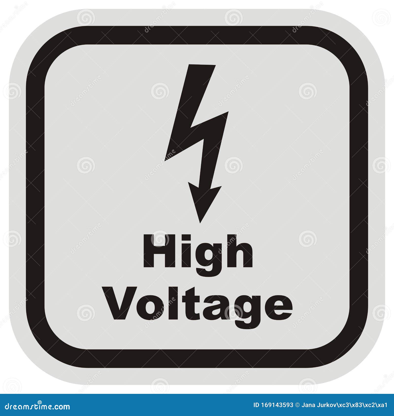 High Voltage, Vector Icon at Gray and Black Frame Stock Vector ...