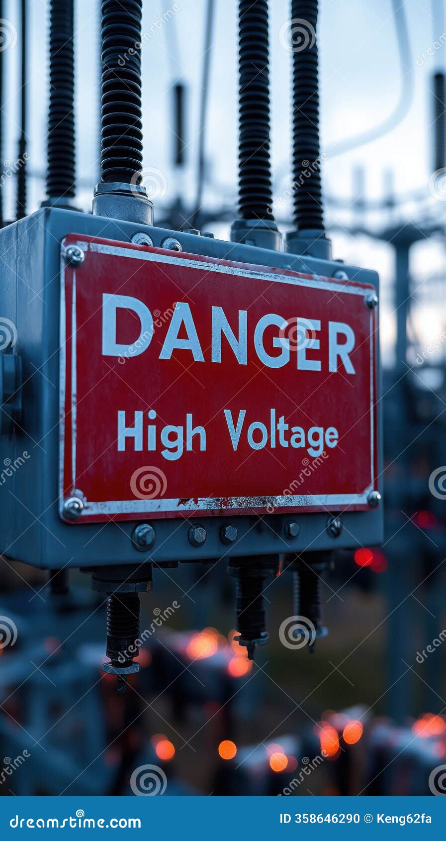 High Voltage Warning Sign In Electrical Facility, Conveying Danger And ...