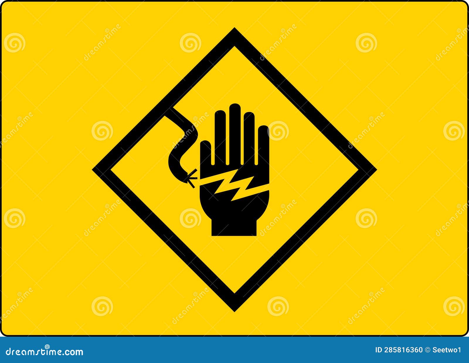 High Voltage Warning Sign Electrical Symbol Hand Shock Stock Vector ...
