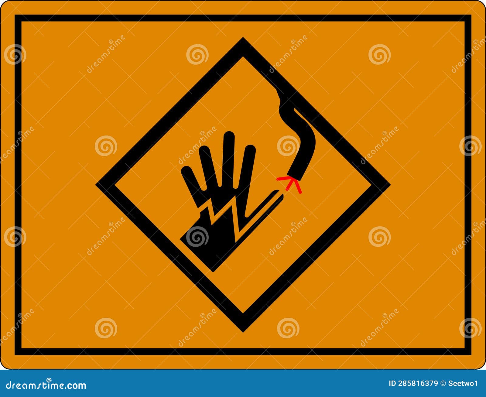 High Voltage Warning Sign Electrical Symbol Hand Shock Stock Vector ...