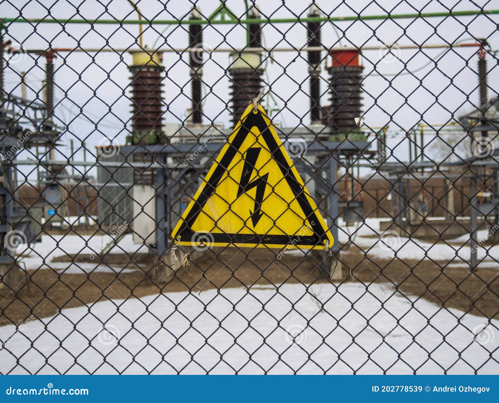 High Voltage Warning Sign on High-voltage Substation Stock Image ...