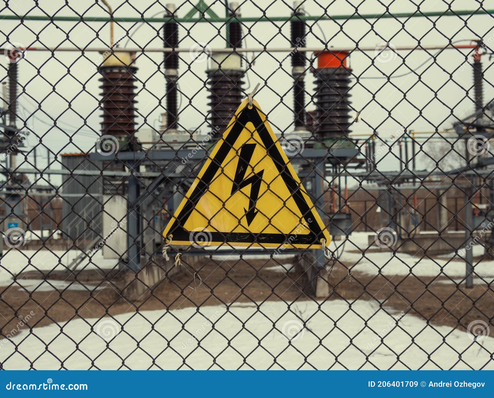 High Voltage Warning Sign on High-voltage Substation Stock Image ...