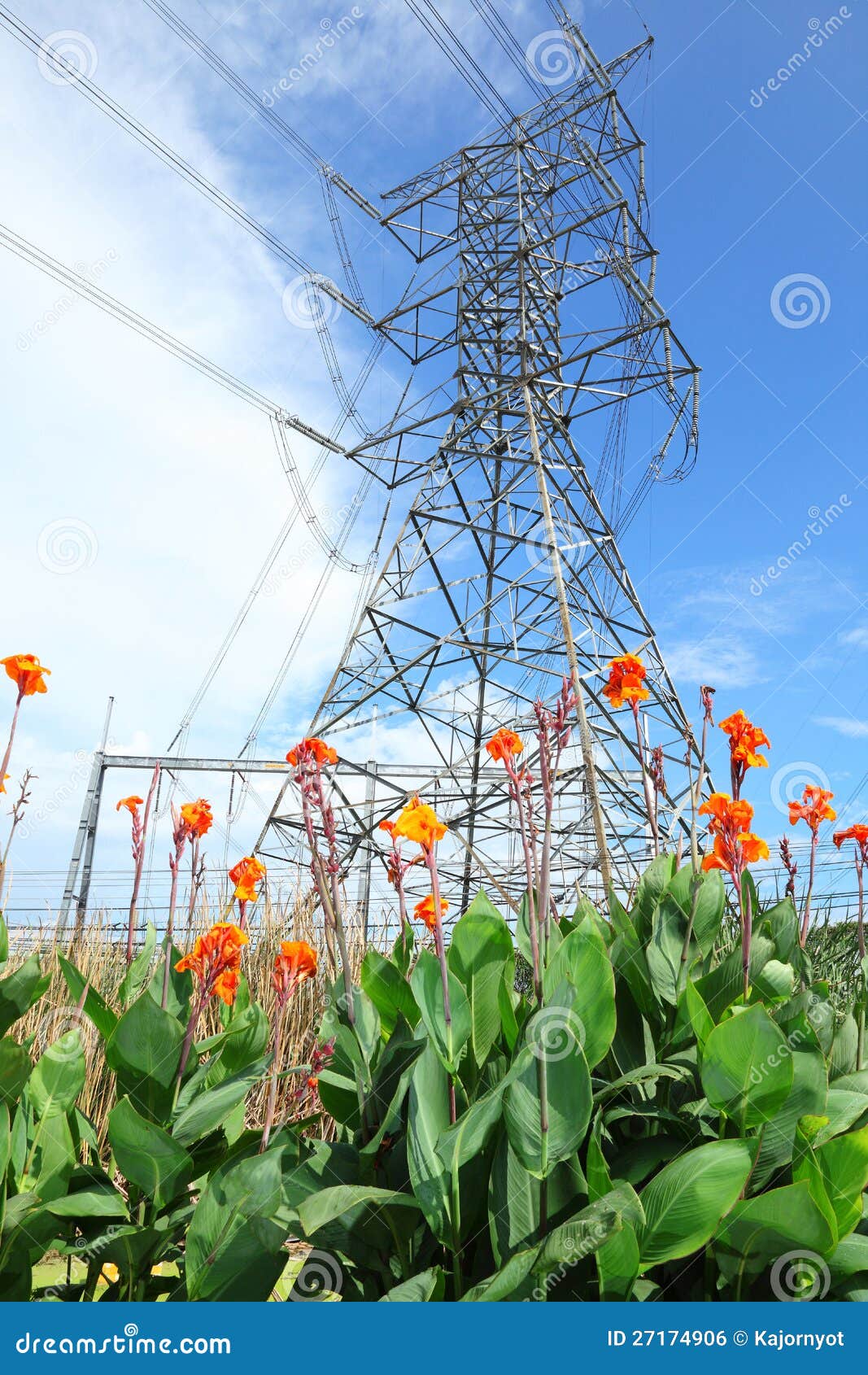 A high-voltage wire tower stock photo. Image of electric - 27174906