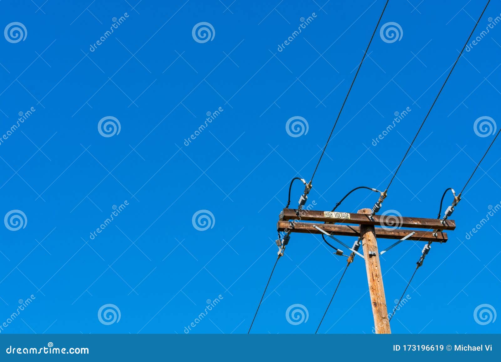 High Voltage Wooden Utility Pole, Column Or Post With Parallel Single ...