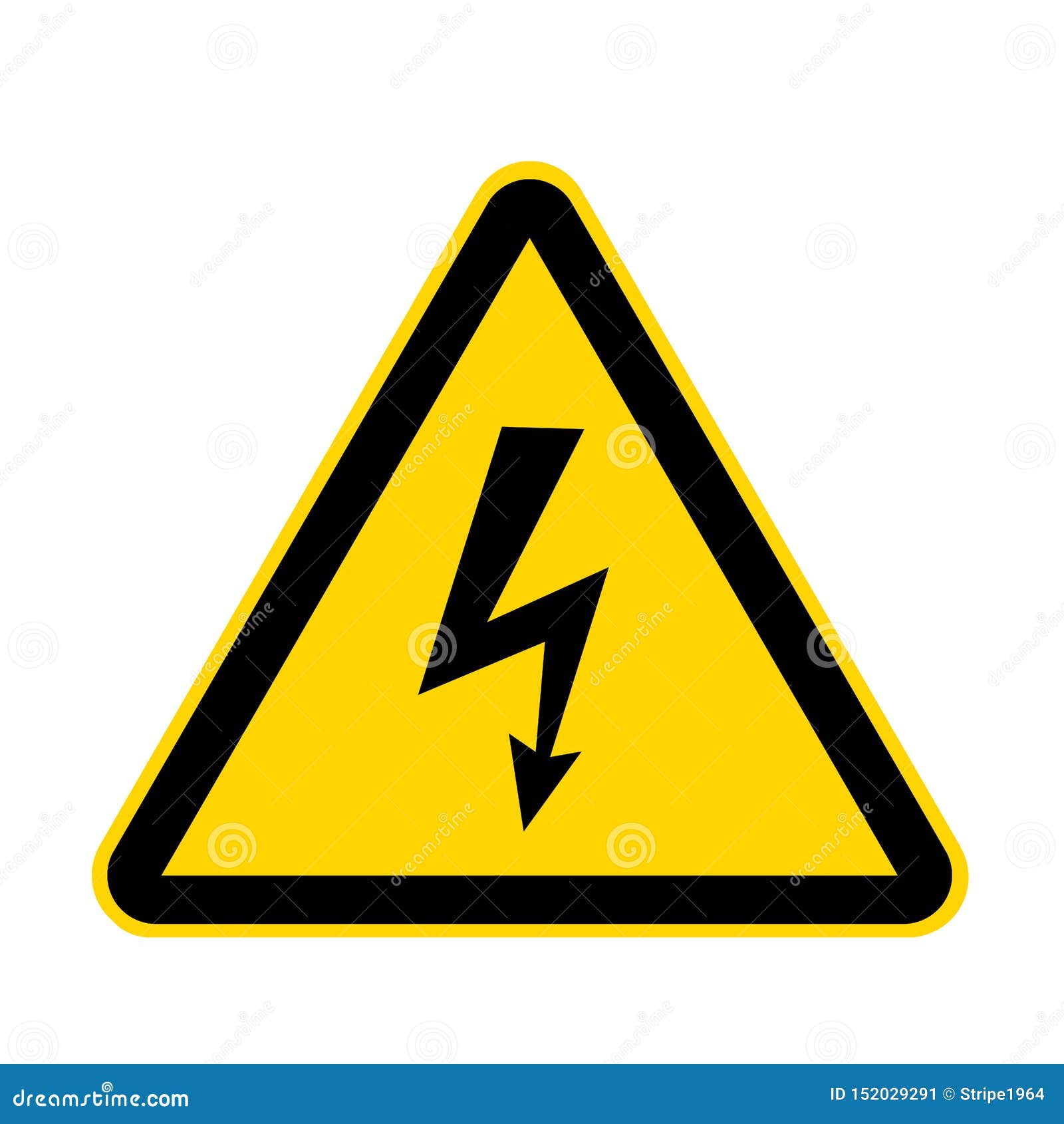 High Voltage Yellow Danger Sign Isolated on White with Clipping Path ...