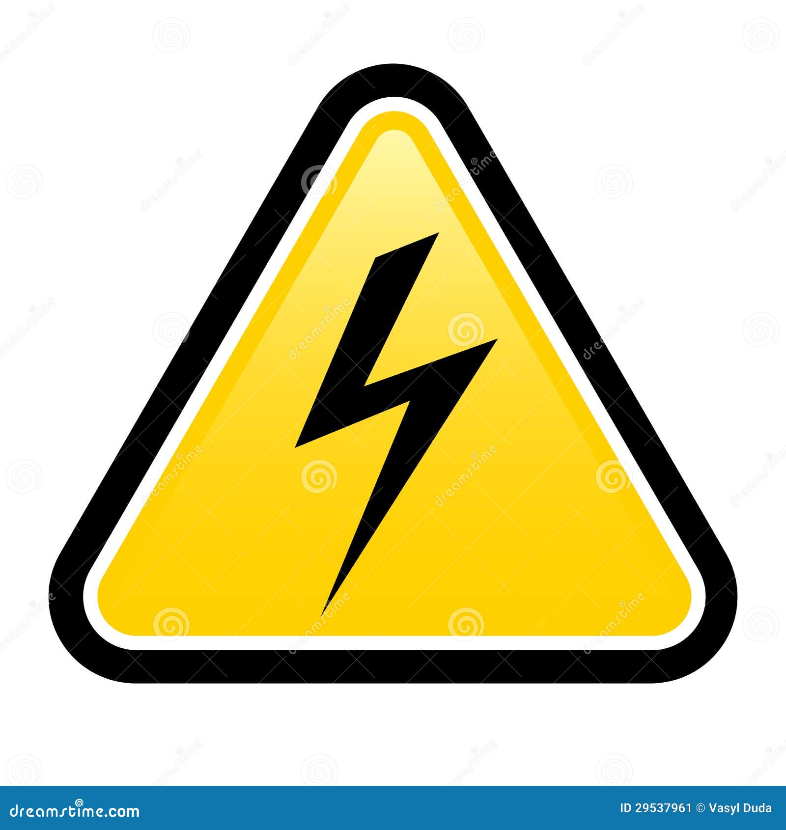 High Voltage Yellow Warning Sign Stock Illustration - Illustration of ...