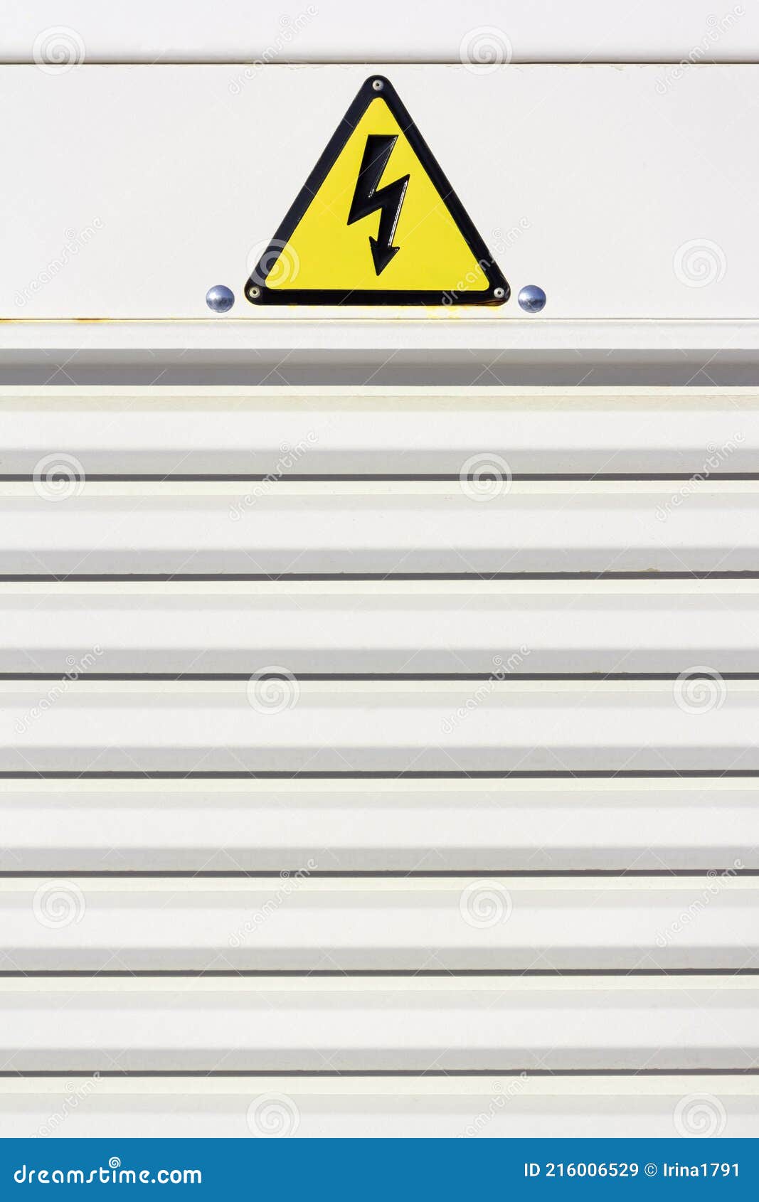 High Voltage Yellow Warning Sign on Gray Background. Vertical Frame ...