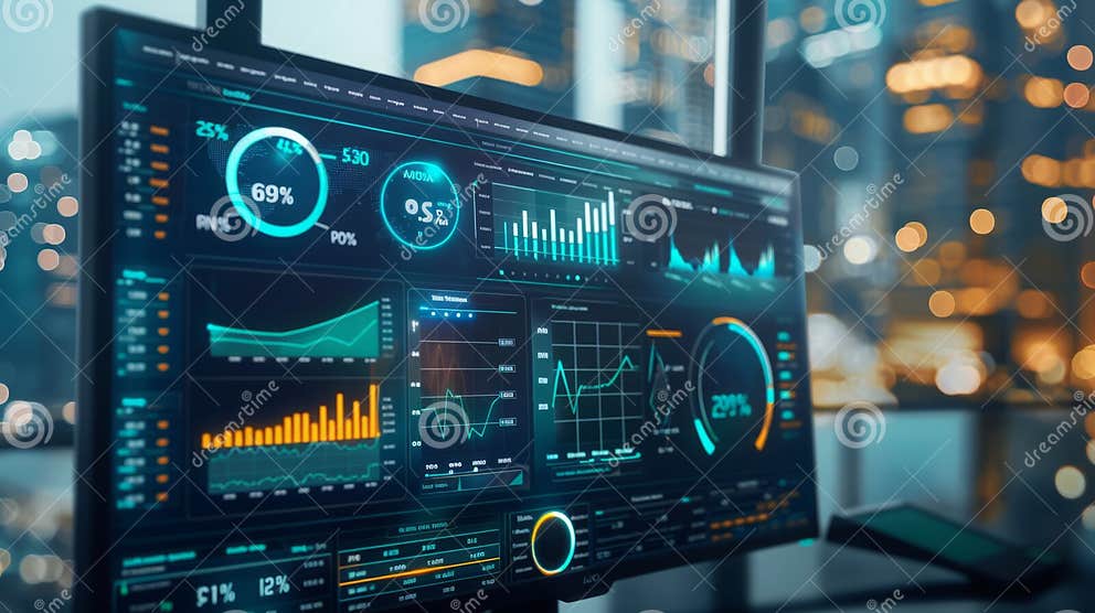 High Volume Data Display on Computer Screen Stock Photo - Image of ...