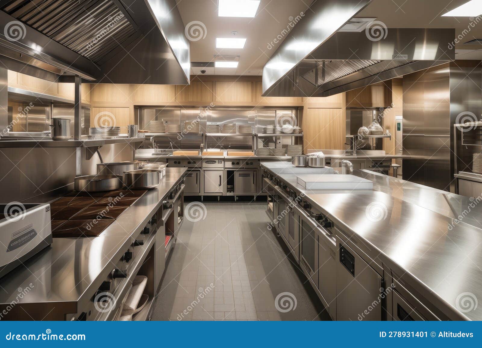 High-volume Kitchen with Centralized Food Preparation Stations and ...