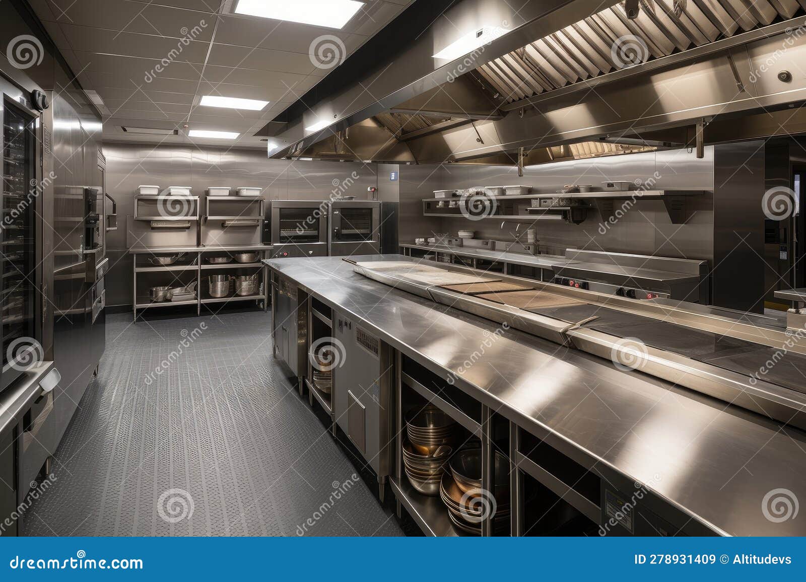 High-volume Kitchen with Multiple Stations for Different Cooking ...