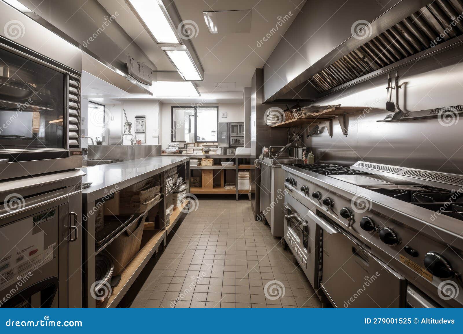 High-volume Kitchen with Multiple Stations for Different Cooking ...
