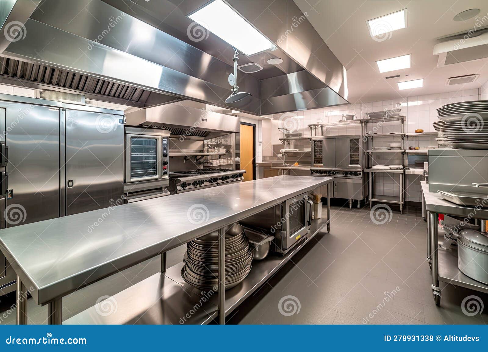 High-volume Kitchen with Smooth Workflow, Stocked with Ingredients and ...