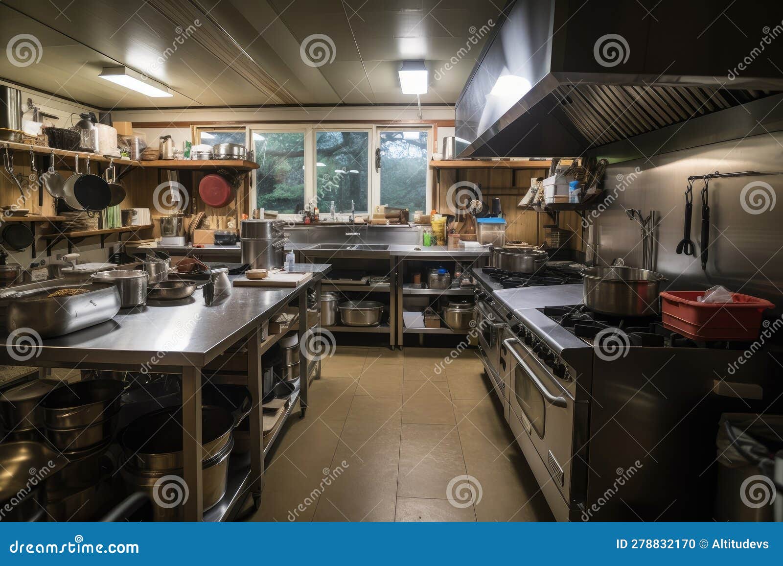 High-volume Kitchen with Various Cooking Methods and Tools, Including ...