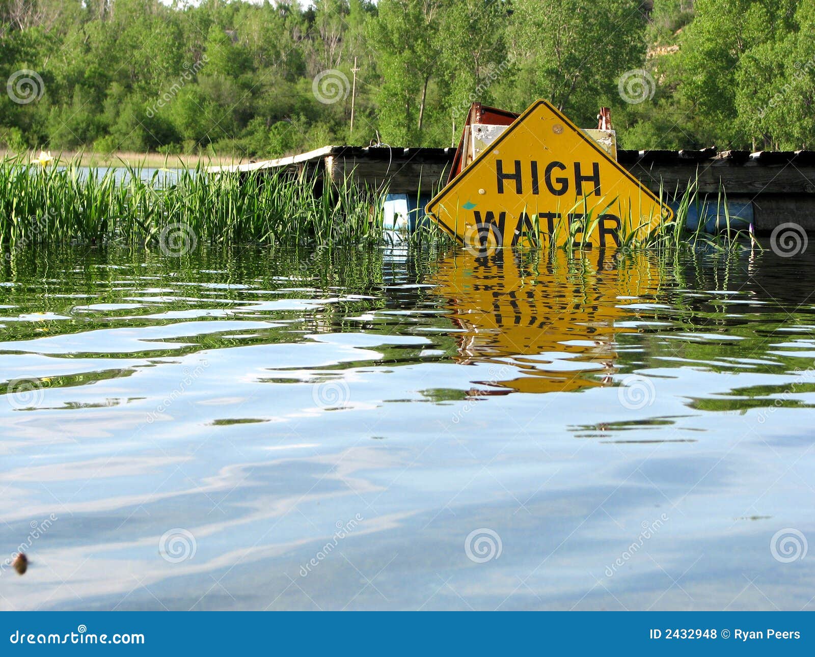 High Water stock photo. Image of yellow, omaha, lake, sign - 2432948