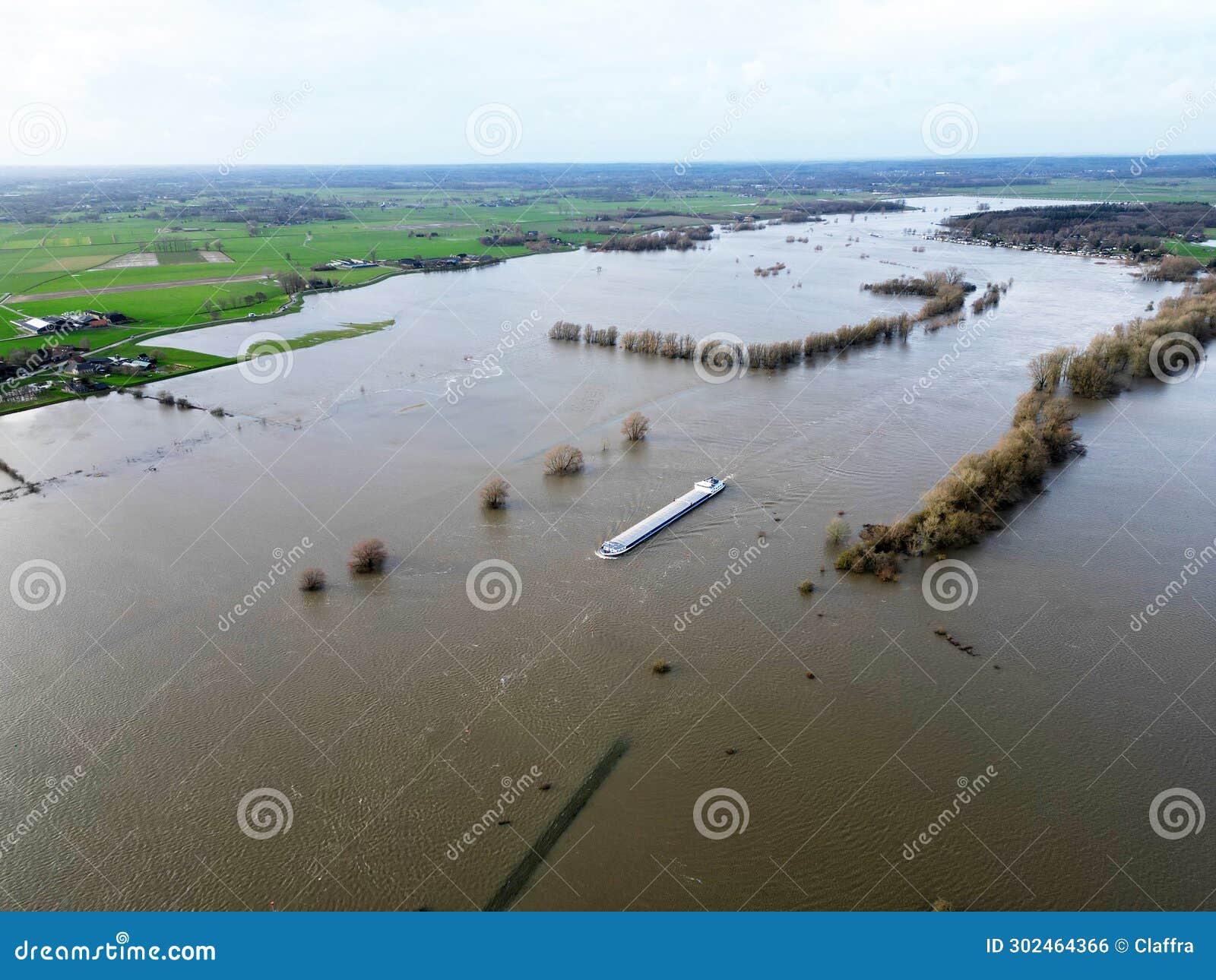 High Water in the Ijssel River, Holland Stock Photo - Image of landmark ...