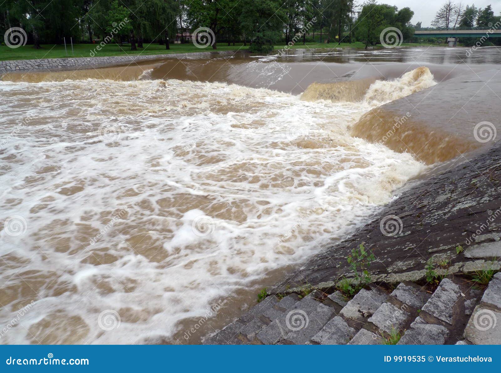 High water on river stock image. Image of extreme, flood - 9919535