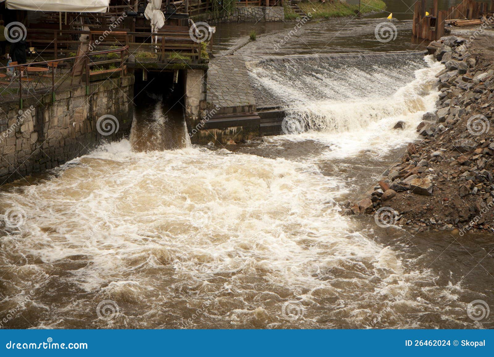 High water on river sluice stock photo. Image of project - 26462024