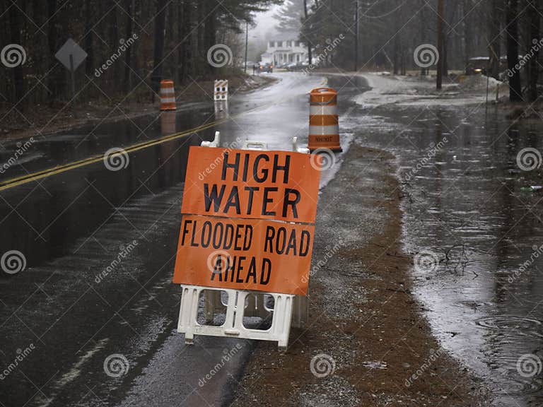 High water in road editorial photography. Image of milford - 13704137