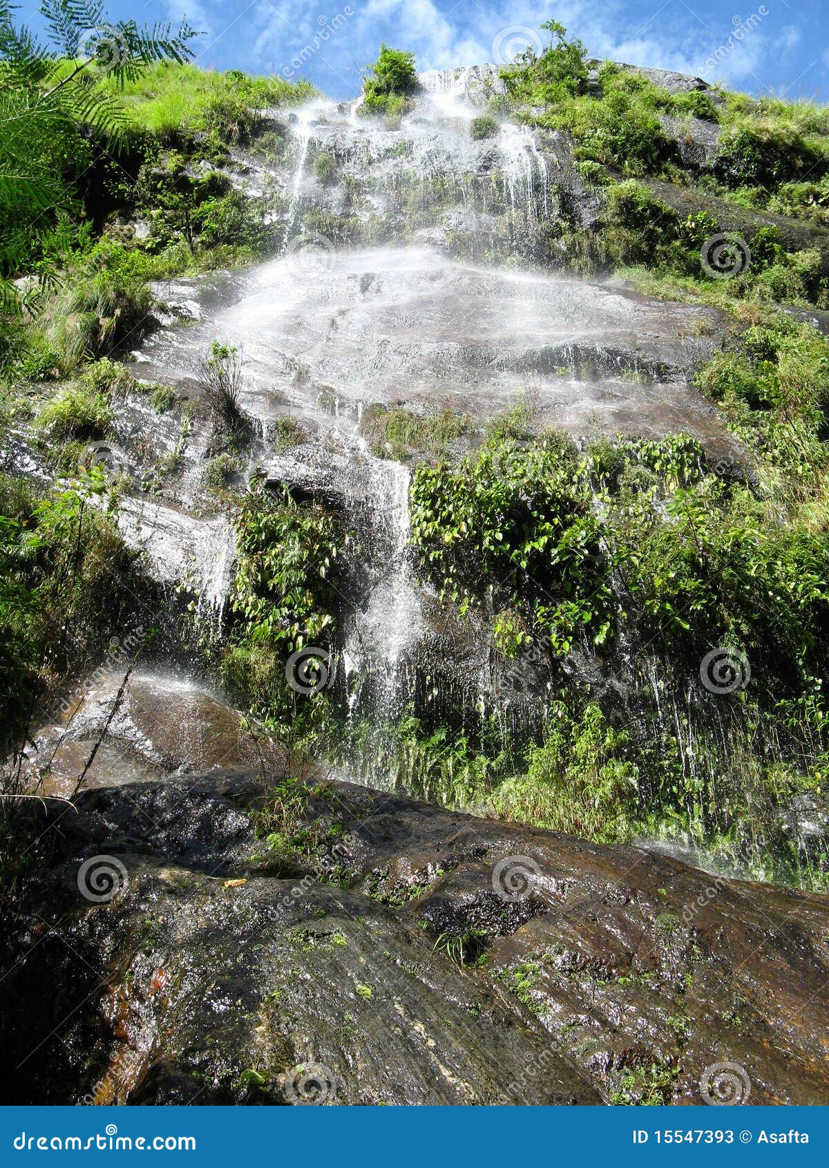 High Waterfall stock image. Image of splash, green, light - 15547393
