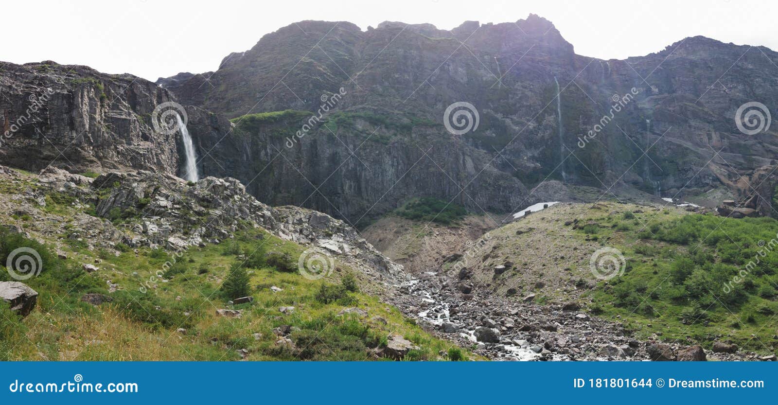 High Waterfall at the End of Trekking Stock Photo - Image of ...