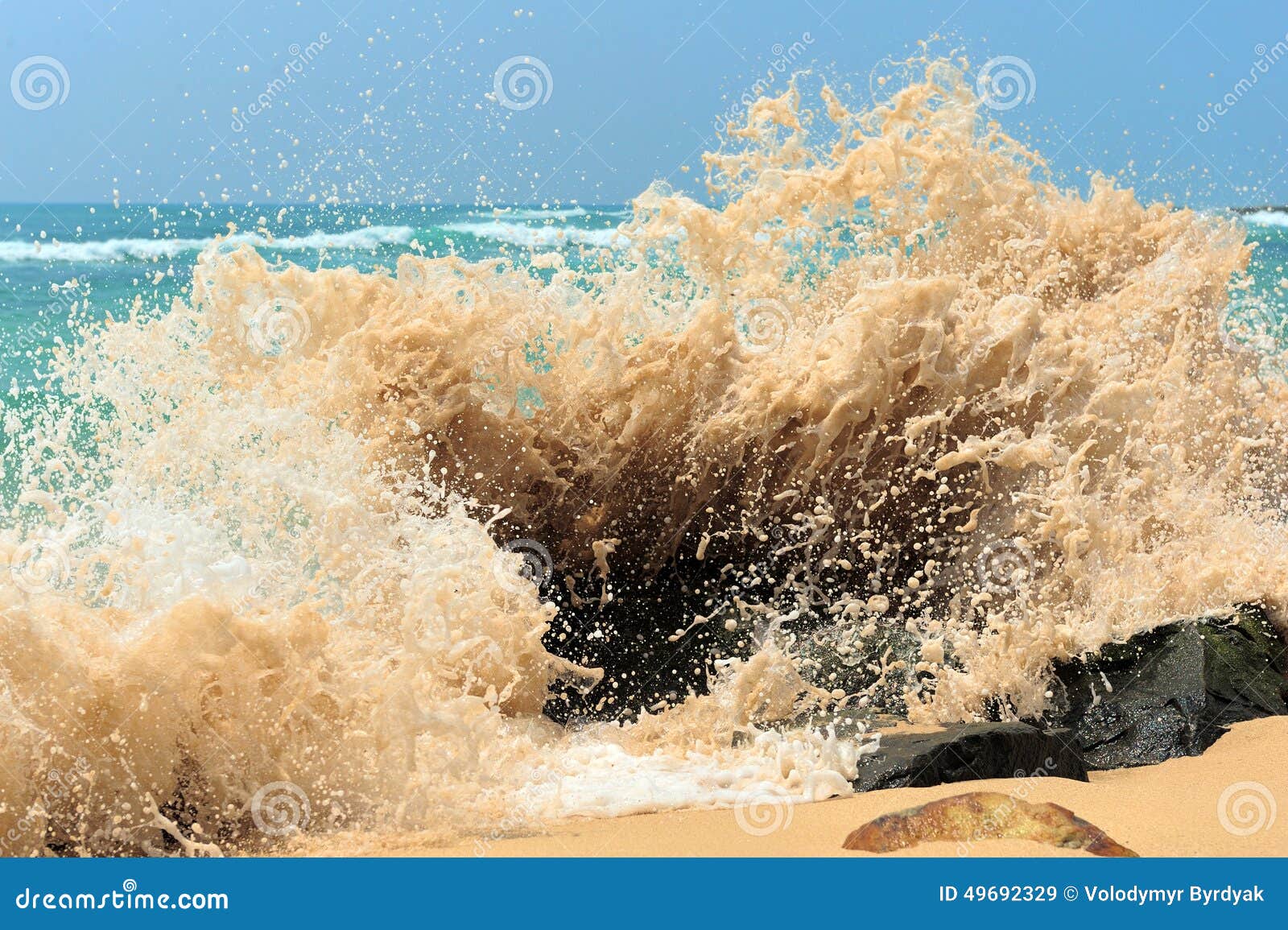 High Wave Breaking on the Rocks Stock Image - Image of clean, scenic ...
