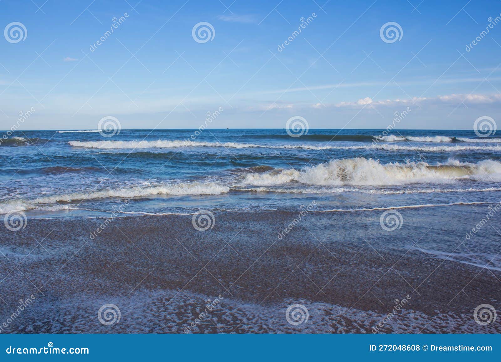 High Waves on the Blue Beach with Blue Sky Stock Photo - Image of ...