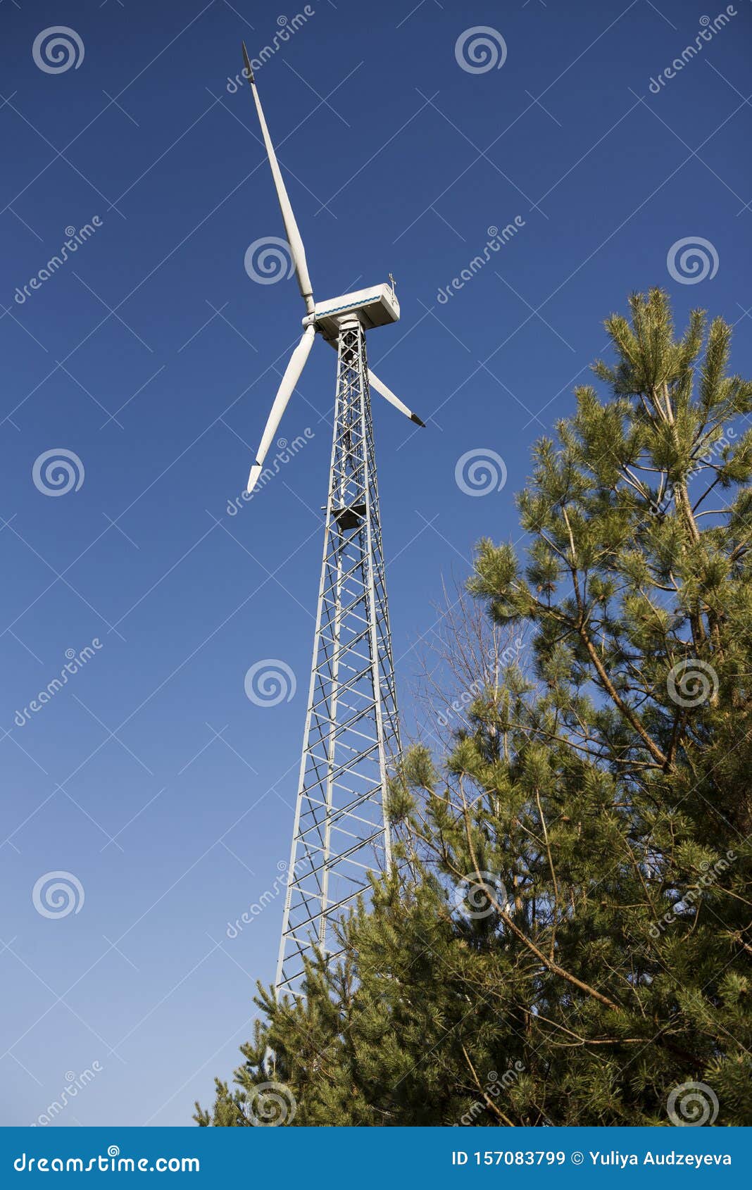 High Windmill on the Edge of the Forest Stock Image - Image of daylight ...