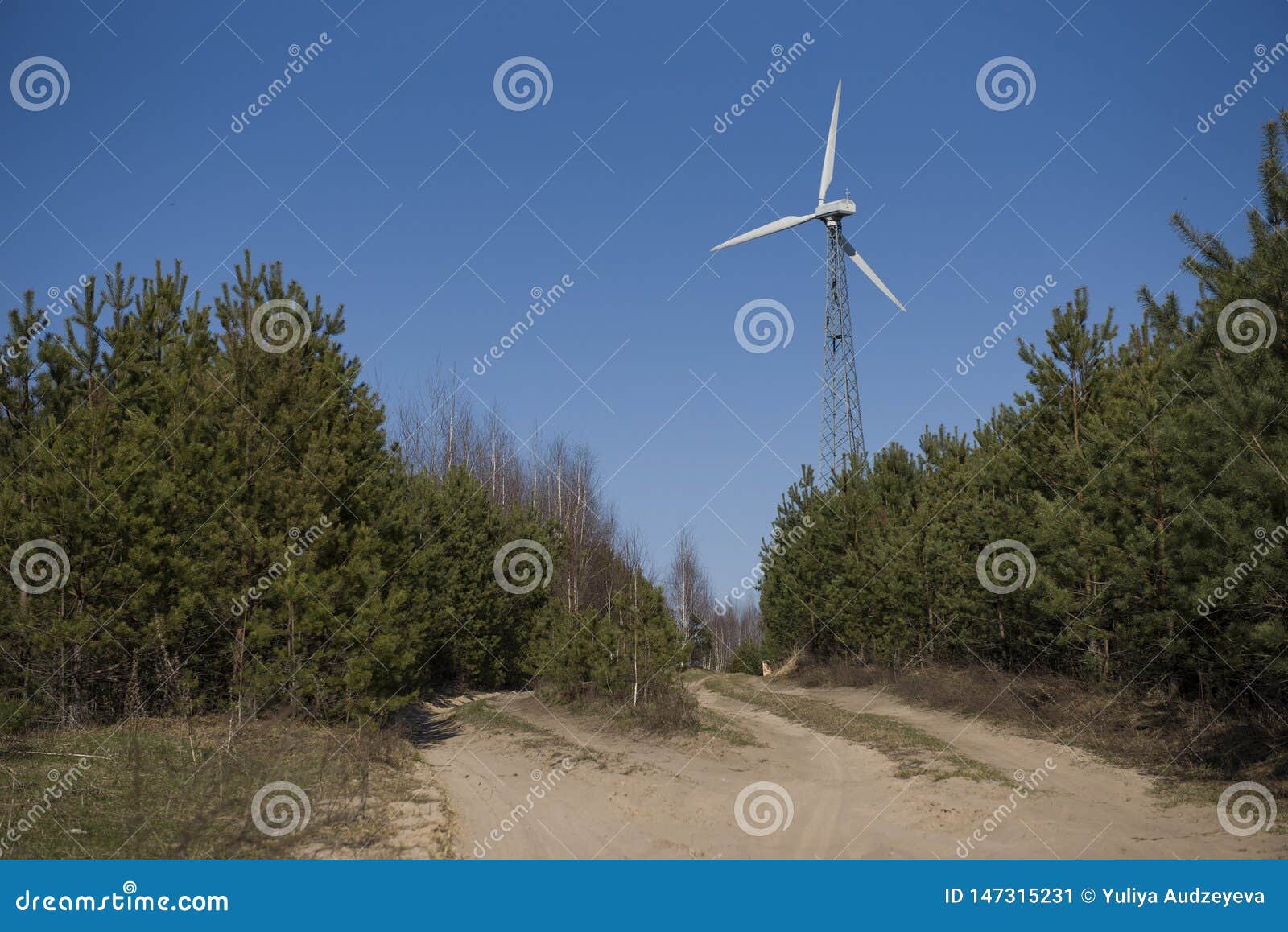 High Windmill on the Edge of the Forest Stock Image - Image of daylight ...
