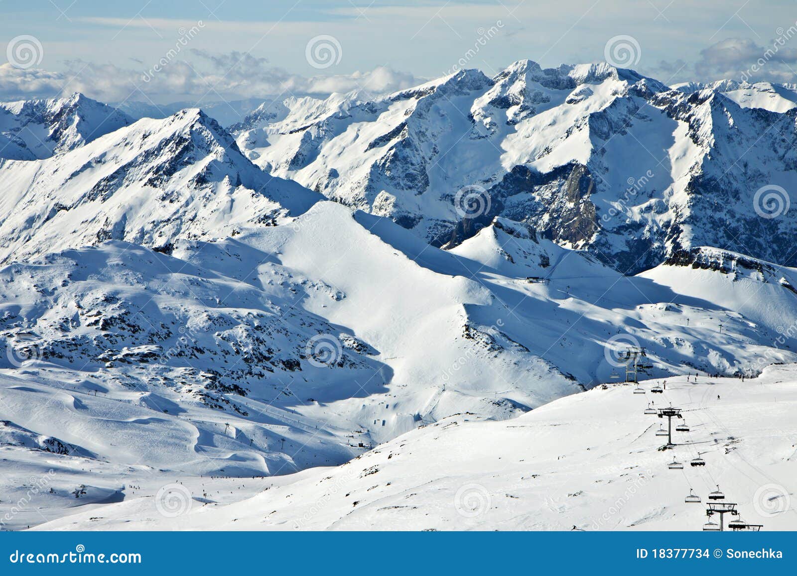 Snowy Mountains And Rocks At Gourette In The Pyrenees, France Royalty ...