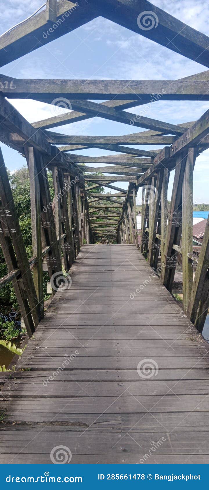 High Wooden Bridge in Rural Area Stock Photo - Image of bridge, area ...