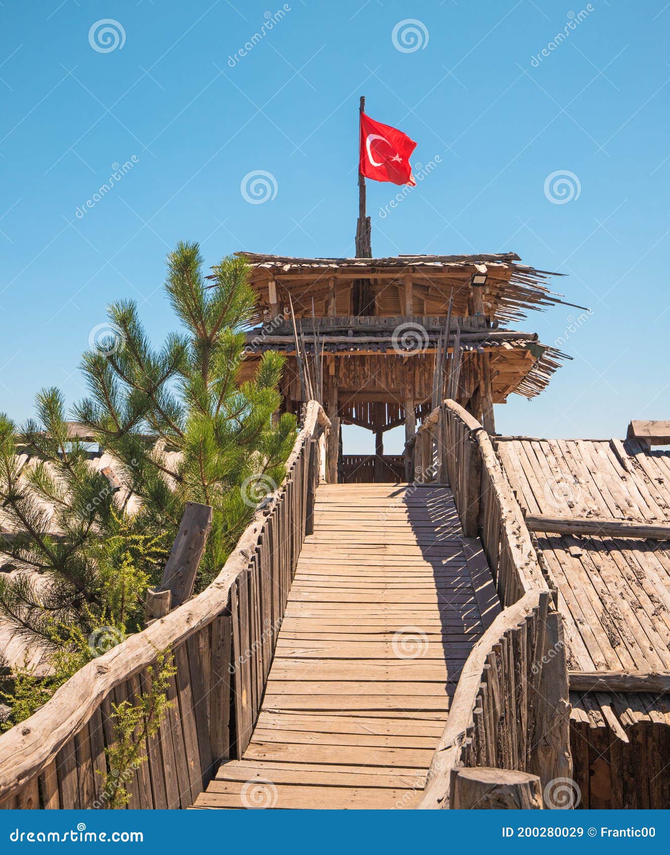 Wooden Watchtower for Fire Observation with Turkish Flag Stock Image ...
