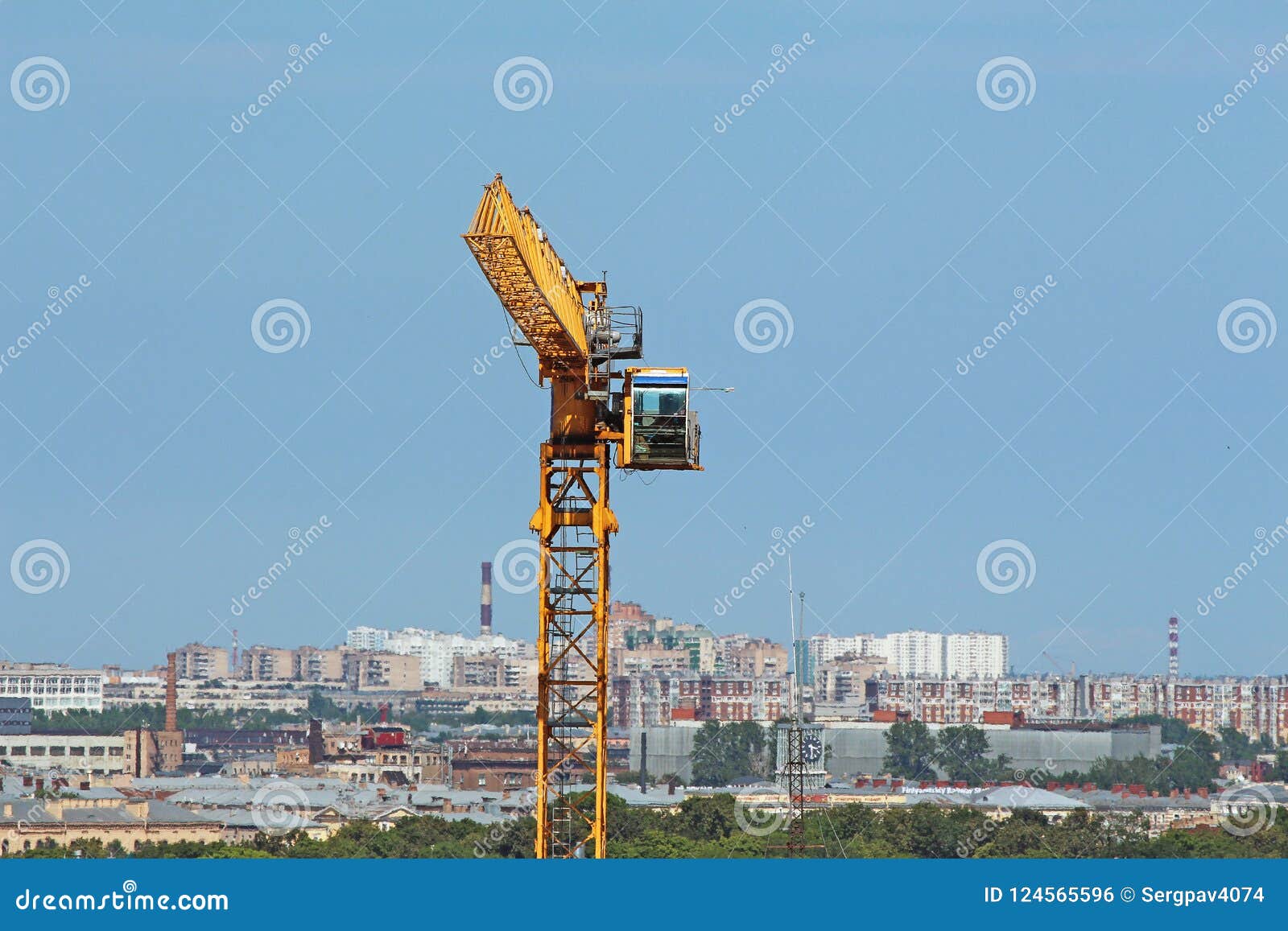 High Construction Crane Over the City Stock Photo - Image of industry ...