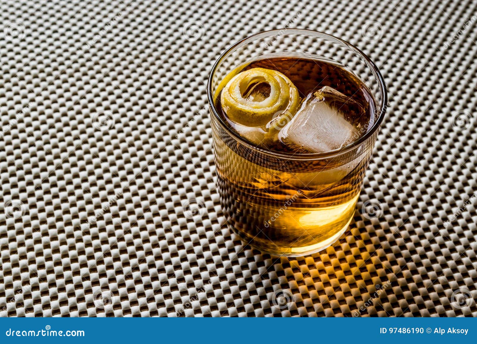 Highball Cocktail with Lemon Peel and Ice. Stock Photo - Image of ...