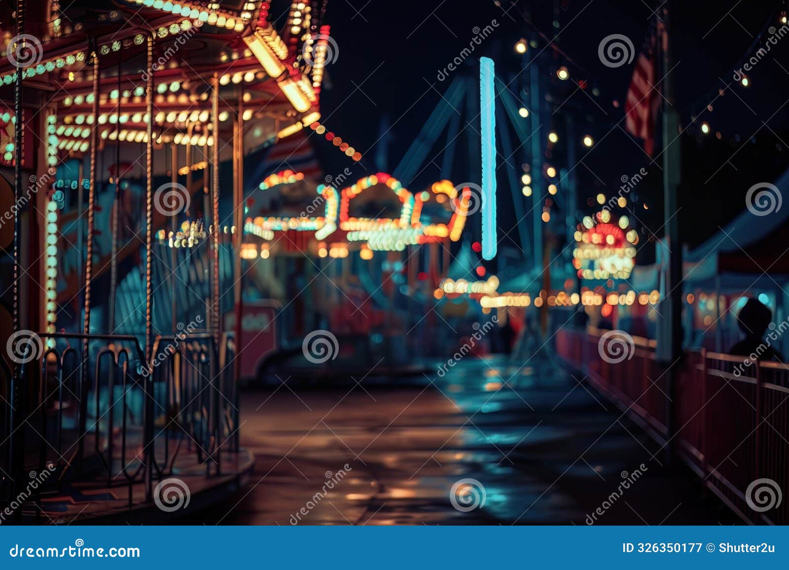 A Highcontrast Image of a Carnival at Night with Shadows and Lights ...