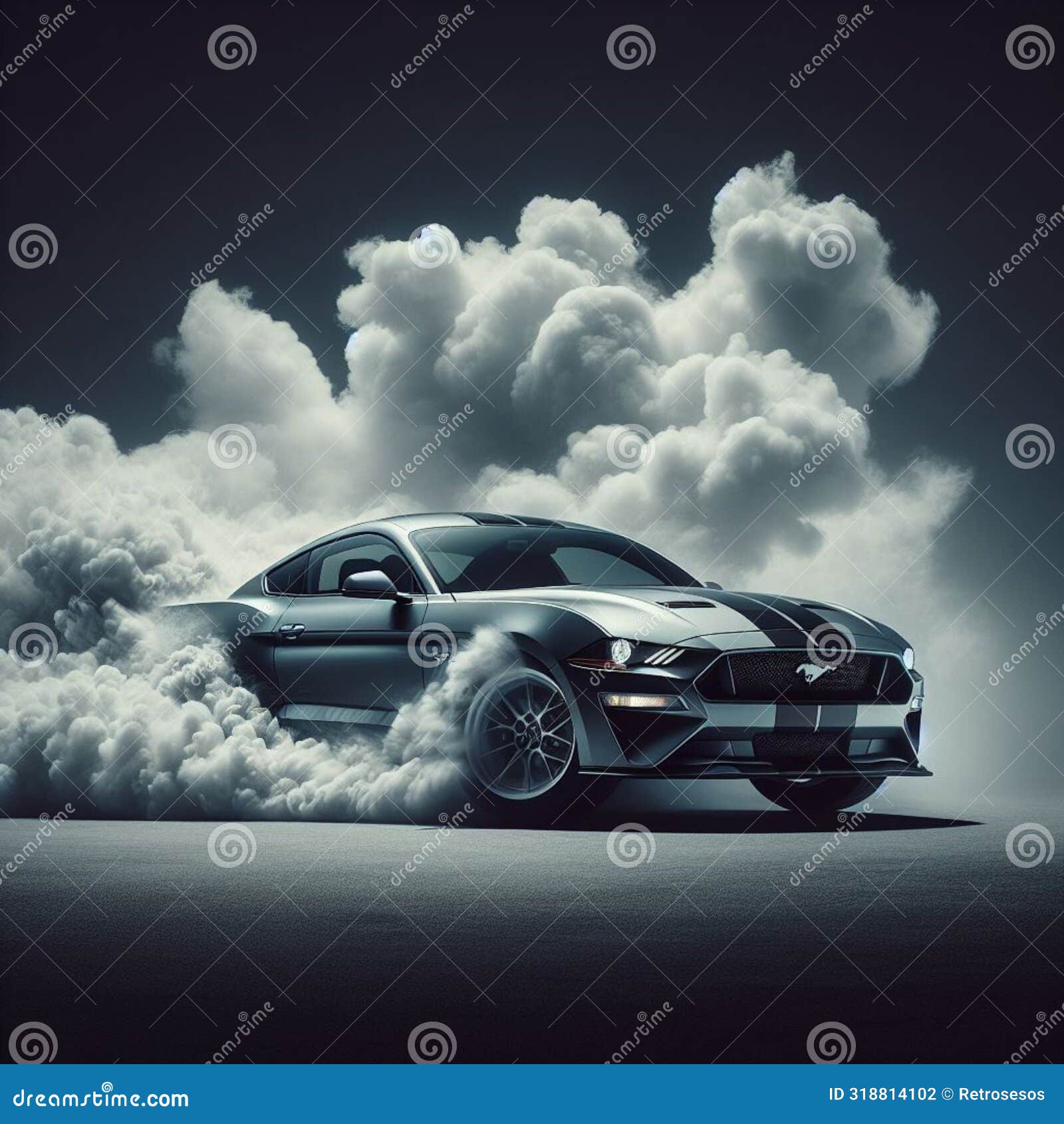 Highenergy Car Drifting with Smoke Clouds Captured in a Dynamic Studio ...