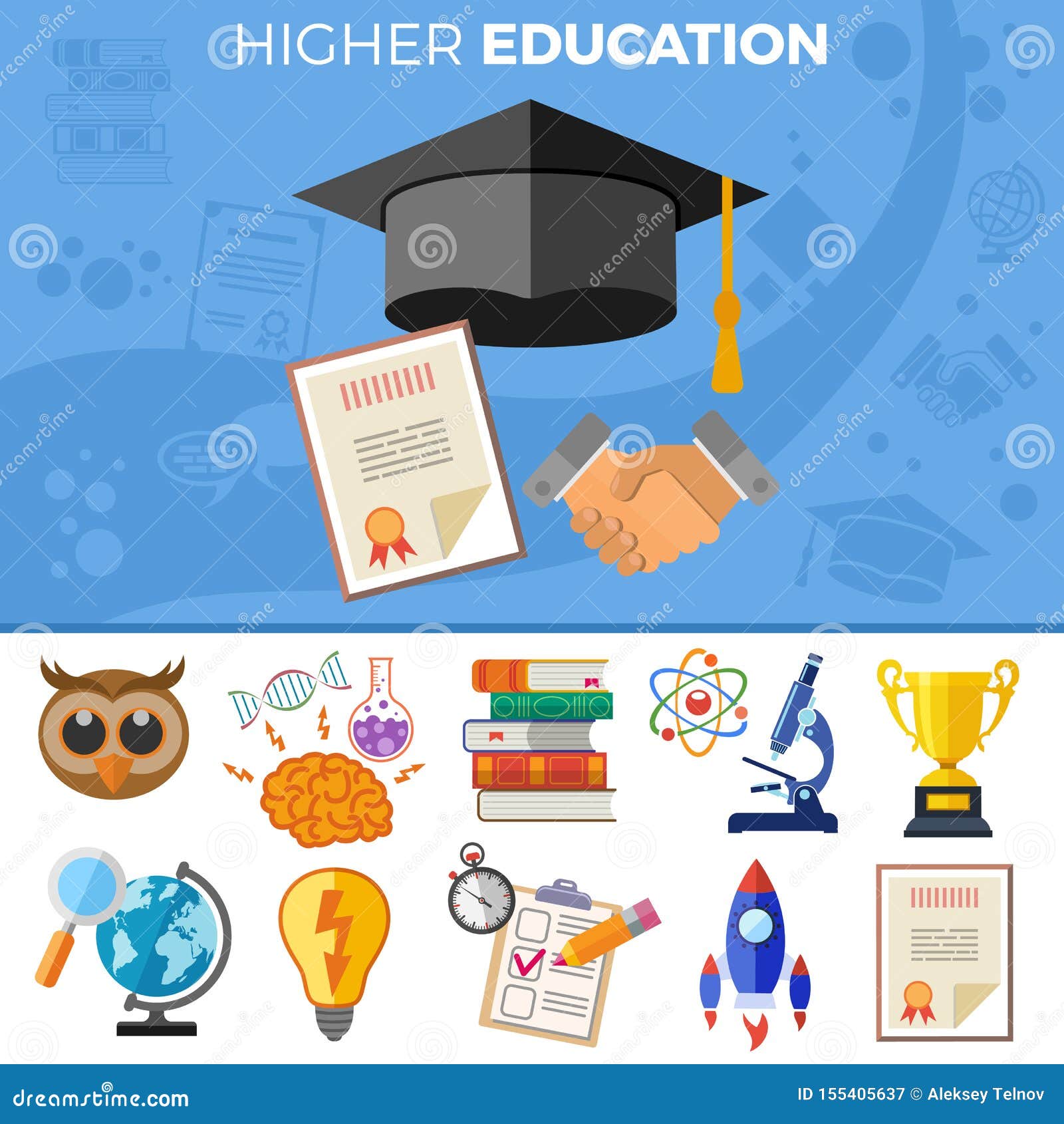 Higher Education Banner stock vector. Illustration of learning - 155405637