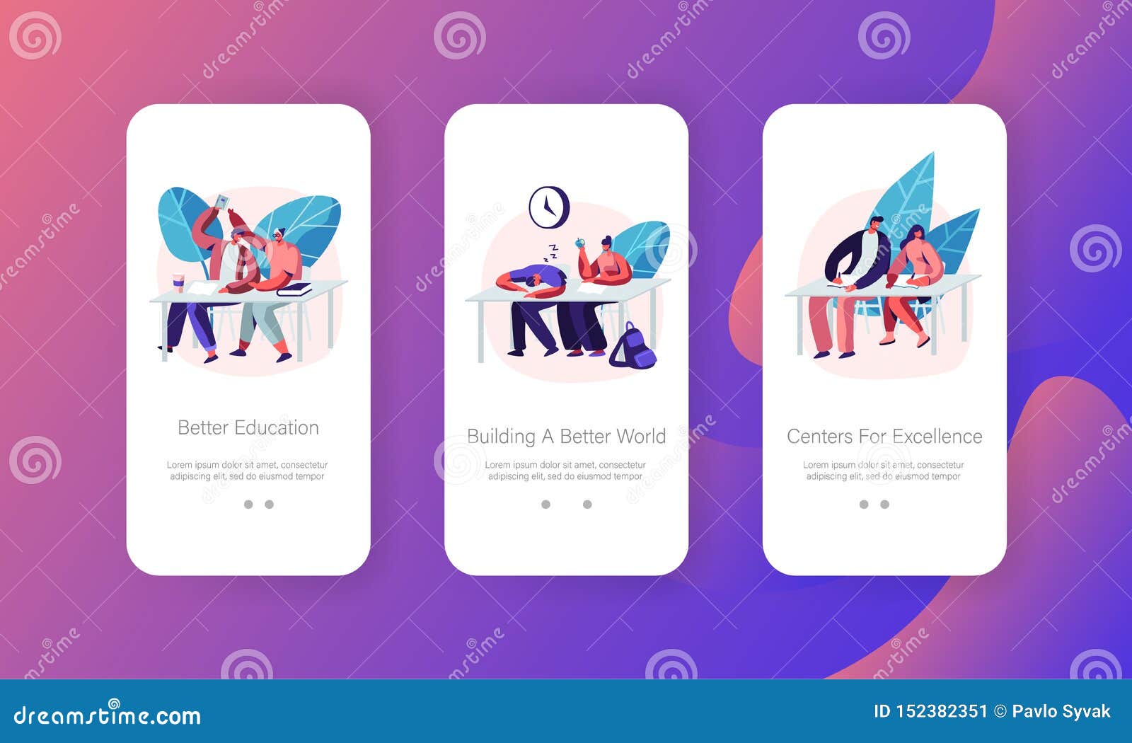 Higher Education Concept for Website or Web Page, Students Sitting at ...