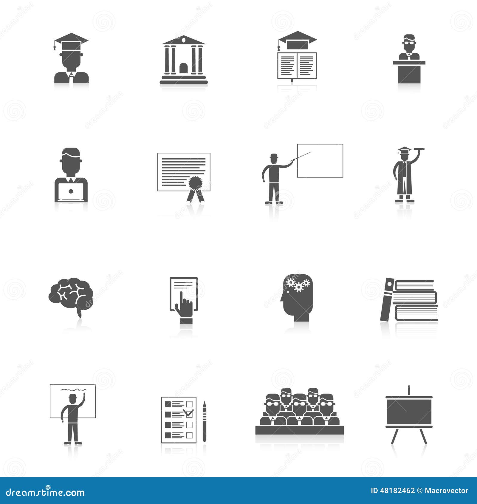Higher Education Icon Set stock vector. Illustration of document - 48182462