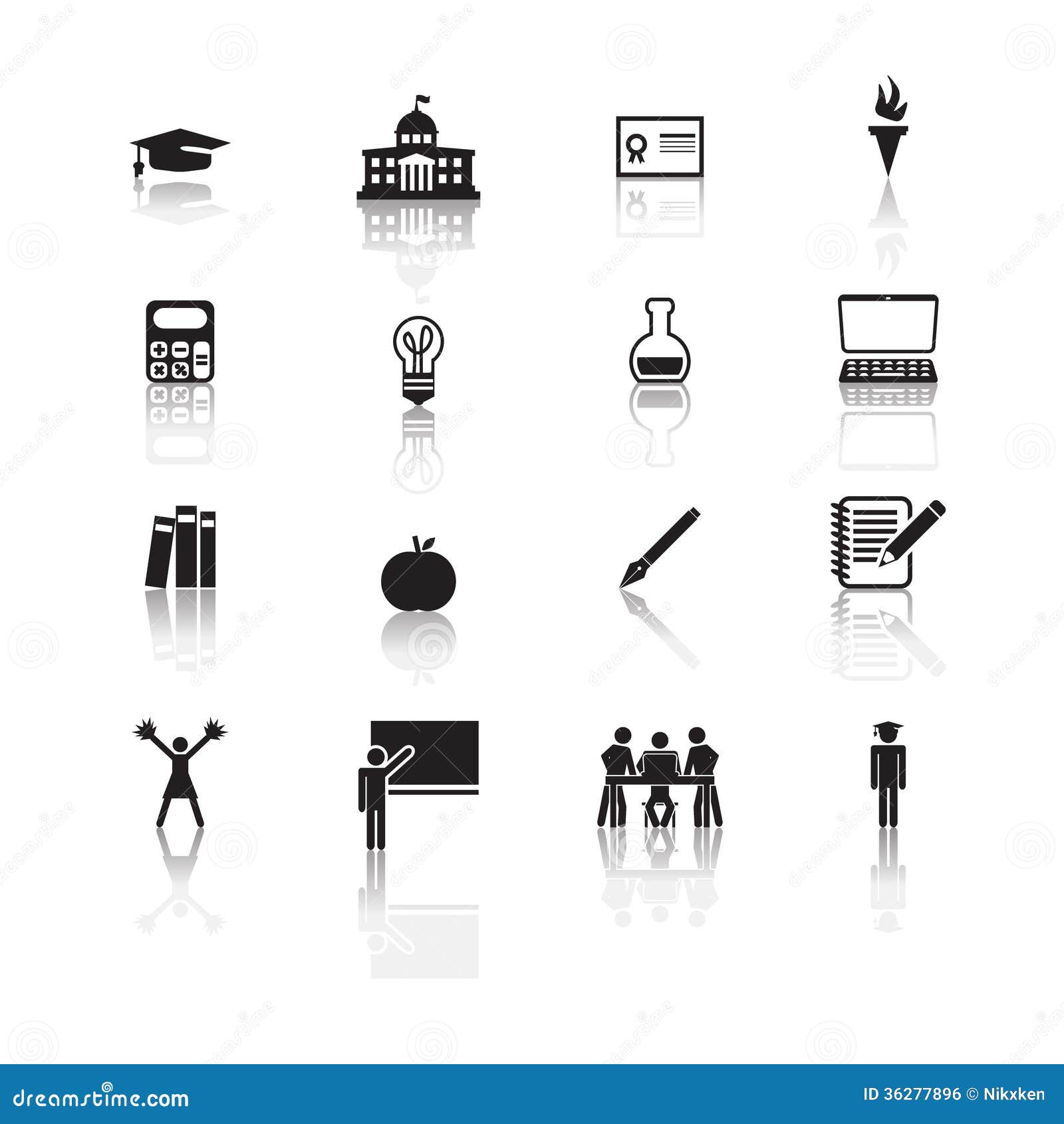 Higher education icons set stock vector. Illustration of note - 36277896