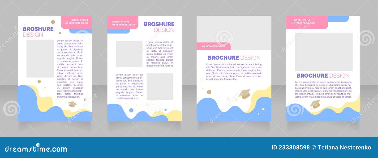 Higher Education Institution Blank Brochure Layout Design Stock Vector ...