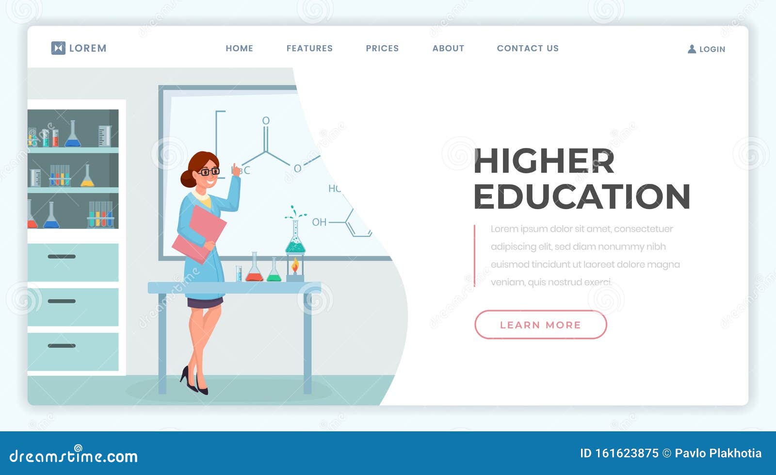 Higher Education Landing Page Vector Template. College, University ...